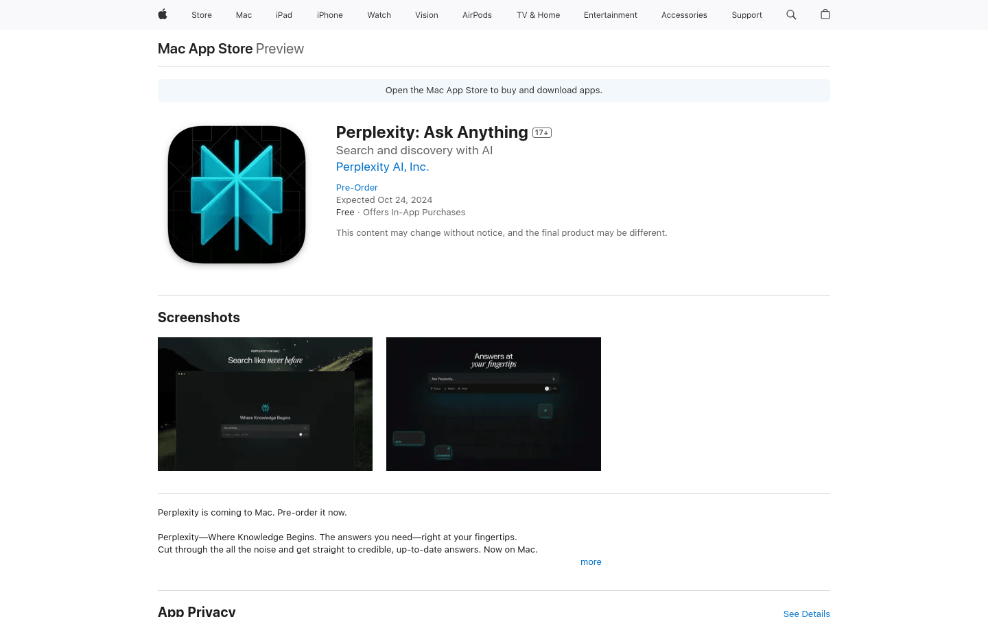 Perplexity for Mac网页版入口、使用教程-太平洋科技AI产品库