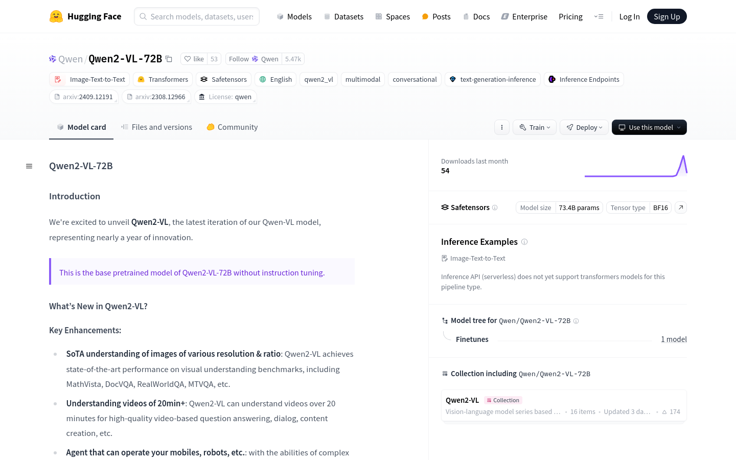 Qwen2-VL-72B网页版入口、使用教程-太平洋科技AI产品库