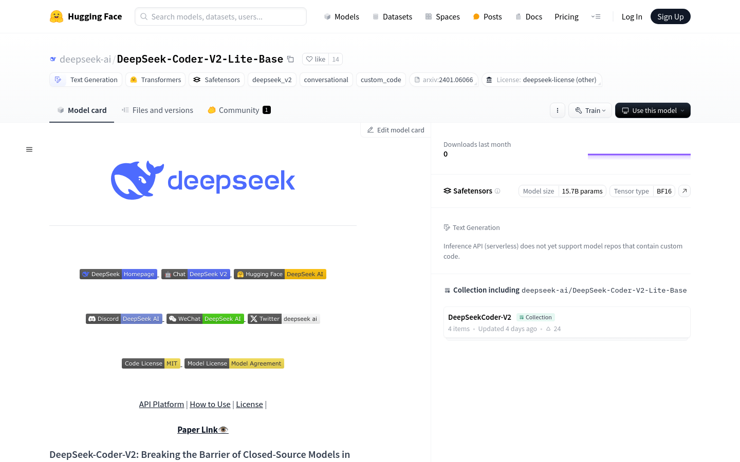 DeepSeek-Coder-V2-Lite-Base网页版入口、使用教程-太平洋科技AI产品库
